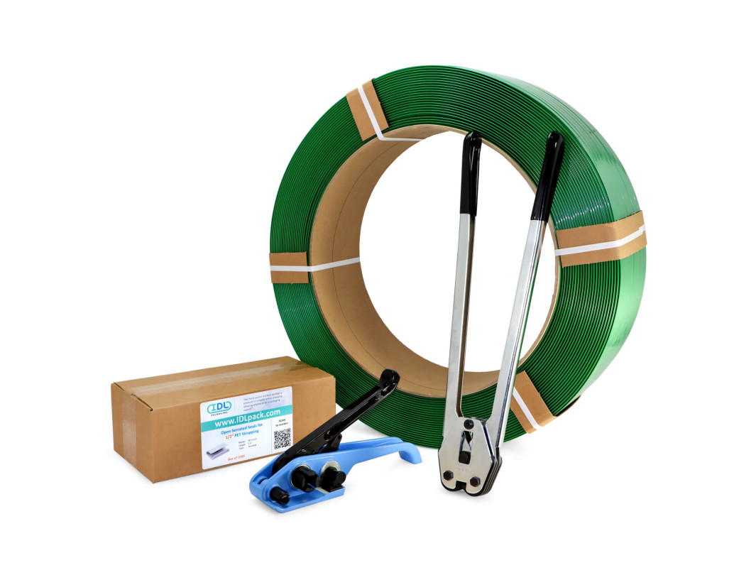 1/2" x 0.025" x 5800' Polyester (PET) Strapping, 760 lbs. Break Strength, 16" x 6" Core, Green ...